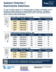 Sodium Chloride / Electrolyte Solutions | Fresenius Kabi IV Therapy